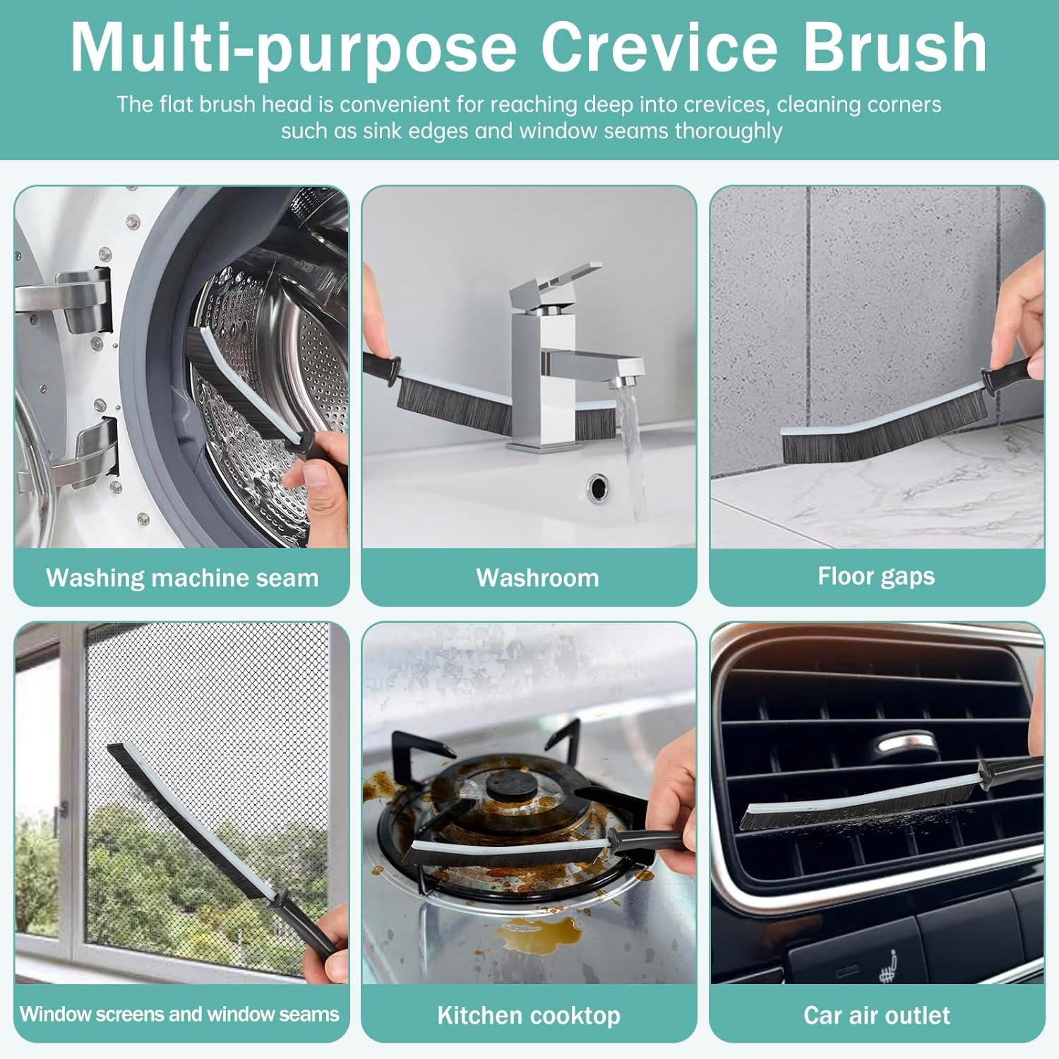 3 Pcs Hard Bristle Crevice Cleaning Brush, Multifunctional Gap Cleaning Brush Tool, Corners Brushes for Bathroom Kitchen Tiles Window Door Slots