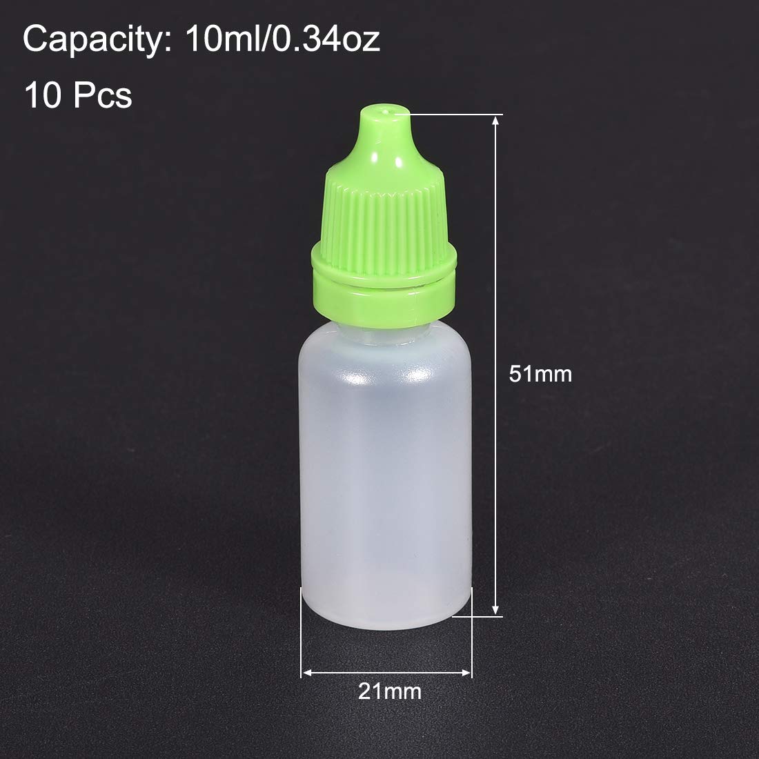 uxcell Plastic Dropper Bottles, 10ml/0.34 oz Empty Squeezable Dropper Bottle with Cap, Green, Pack of 10