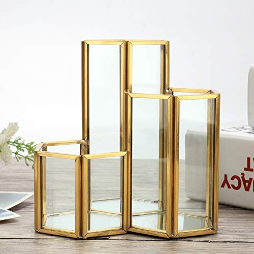 Makeup Brush Holder, with Non Slip Bottom Elegant Design Gold Glass Stationery Organizer, for Home Decor Desk Dresser for Office Decor