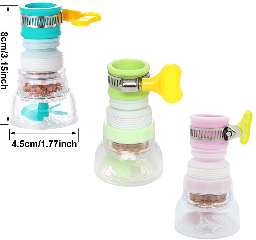 4every 360°Rotating Faucet Nozzle Water Filter 3PCS Filter Sprayer Faucet Water Saving Device Pressurized Shower Faucet Accessories Household Kitchen Faucet Filter Silicone Mouth Long Service Life