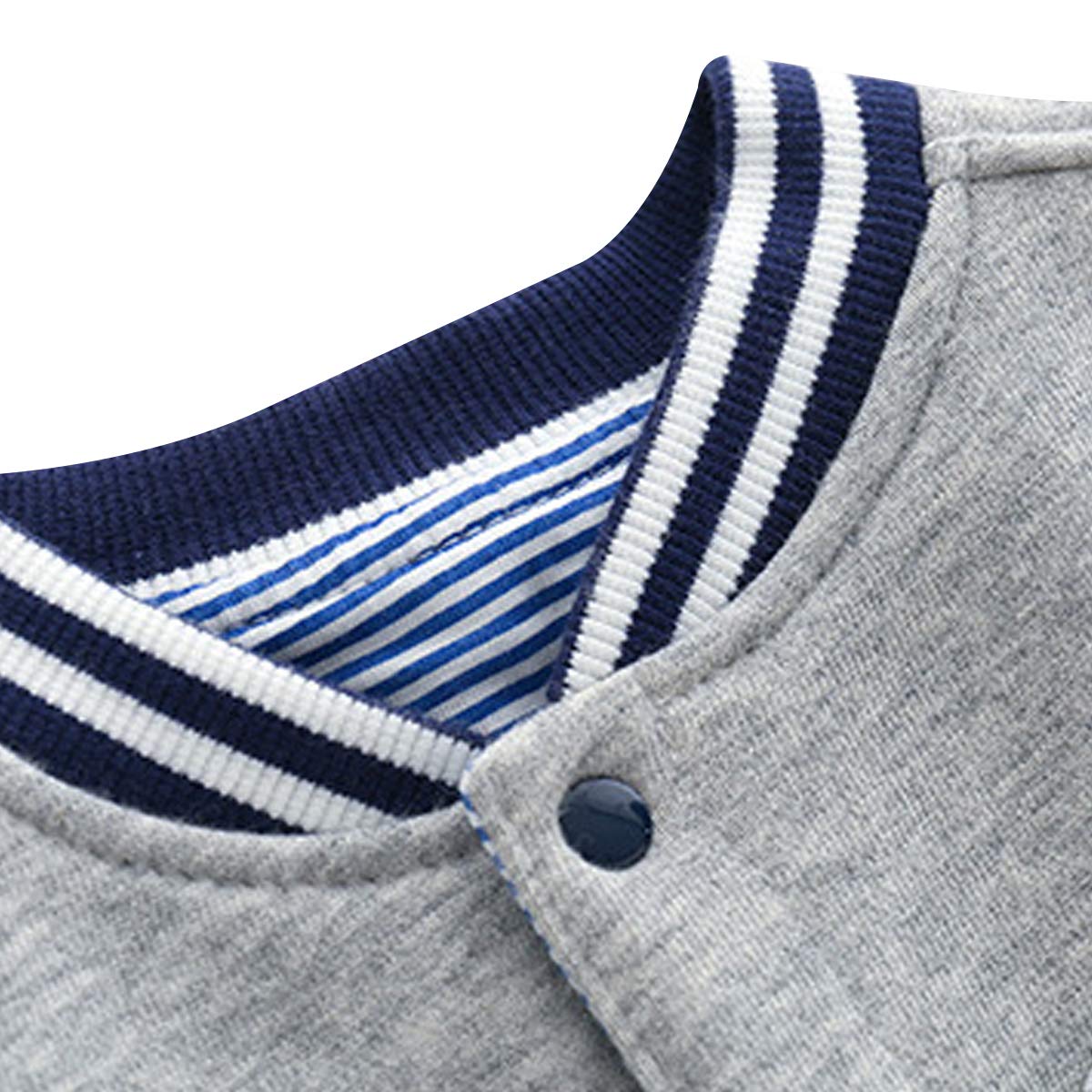 famuka Baby Boy Spring Coat Little Kids Baseball Cardigan Jacket (Grey, 6-12 Months)