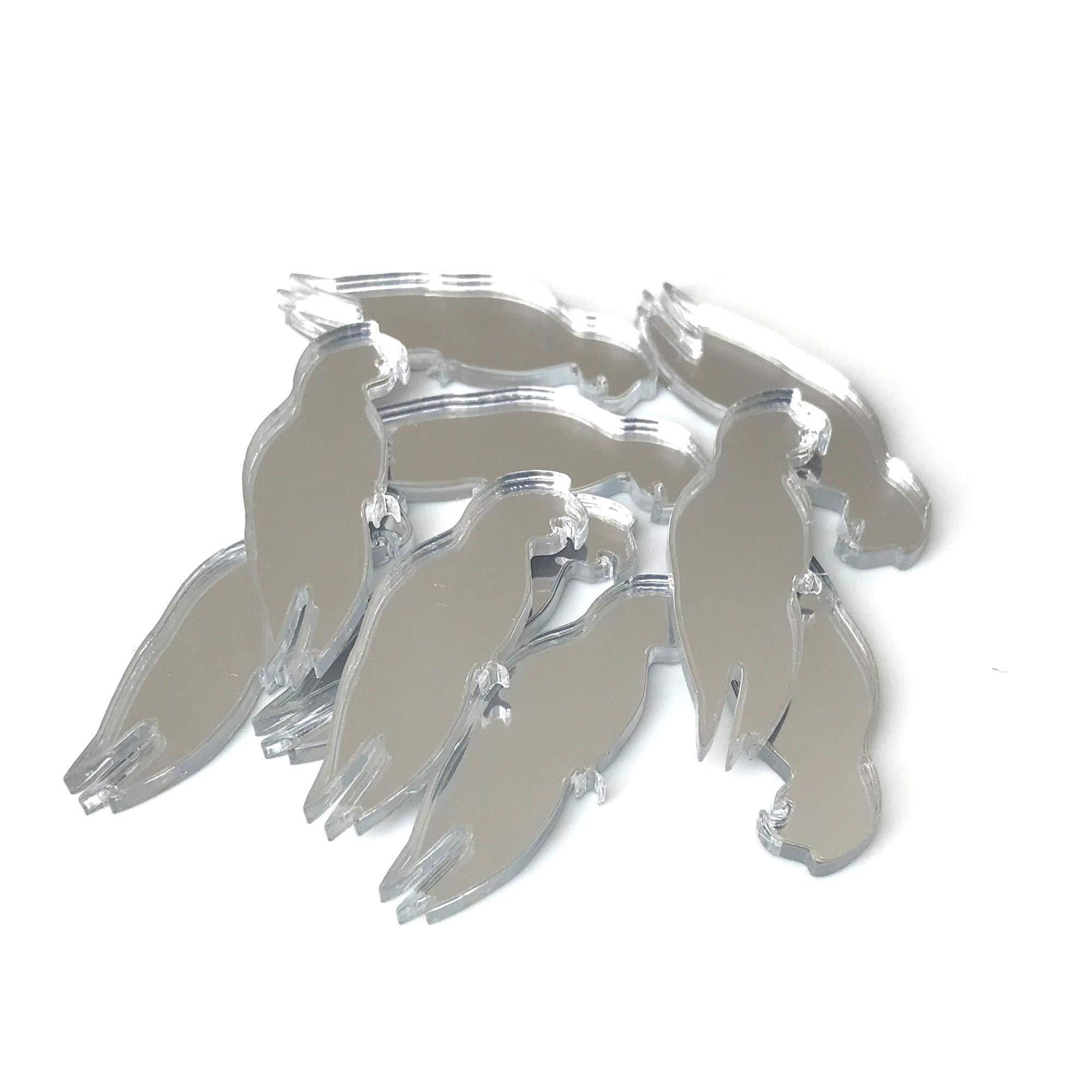 Super Cool Creations Parrot Shaped Crafting Mirrors, Set of 10, Many Colours, Shatterproof Acrylic, Bright Green, Pack of 10 x 6cm