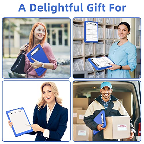Clipboard with Storage, Plastic Storage Nursing Slim Clipboard with Low Profile Clip, Foldable Letter Size for Nurse, Kid, Salary, Coach, Jobsite, Industrial, Office(9" x 13"x 0.8", Blue)