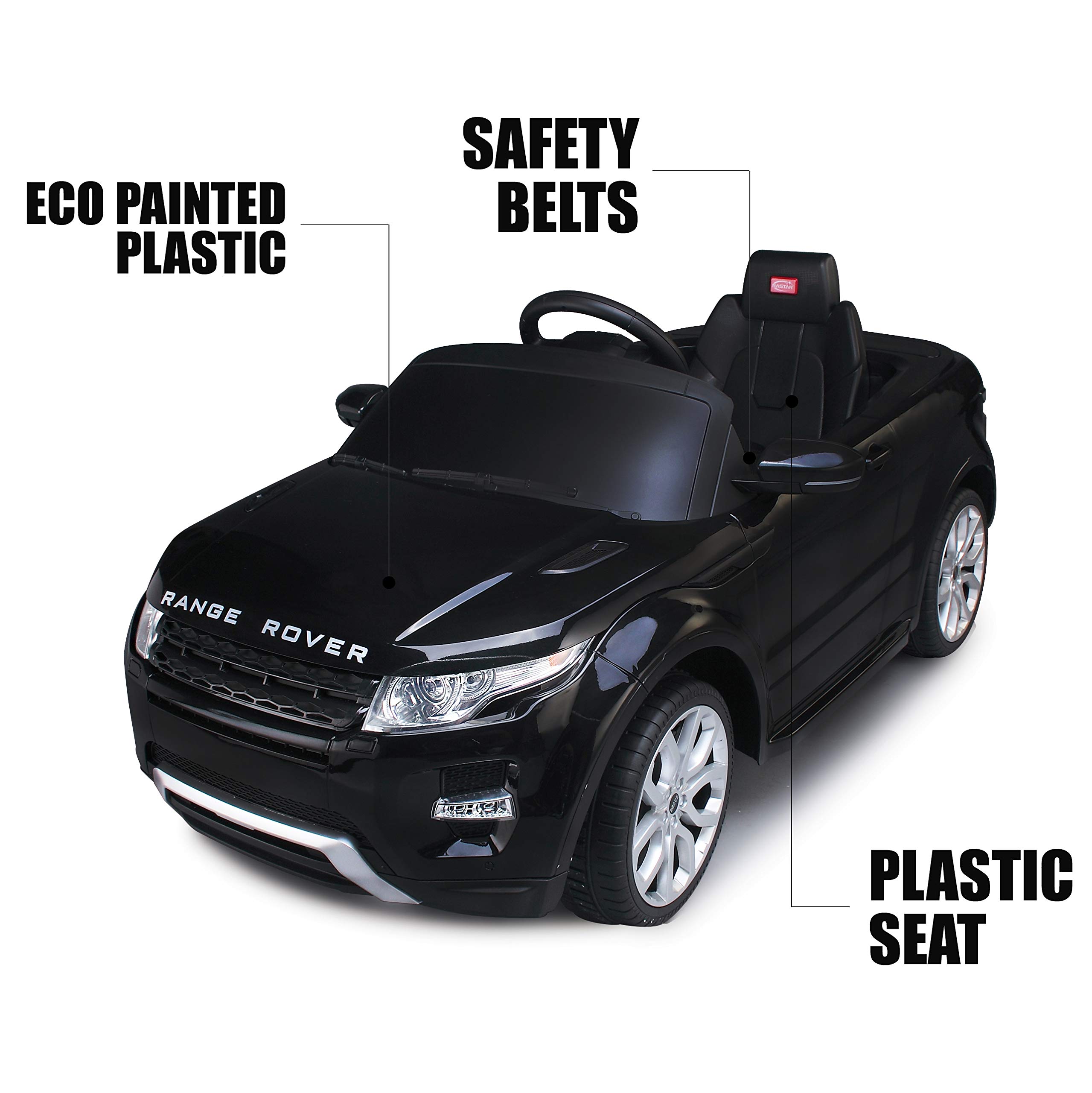 Americas Toys Compatible with Rastar Range Rover 12V Battery Powered Ride On Car with Remote Control - Kids Electric Car Includes Plastic Wheels, Headlight Function, MP3 Music and Horn Black