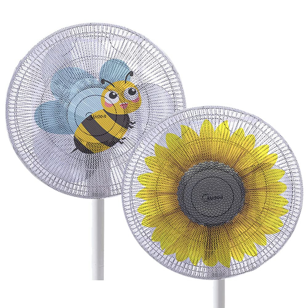2 Pack Fan Cover Cartoon Fan Guard Net Safety Fan Filters Kid Finger Protector Summer Washable Children Finger Safety Fan Cover