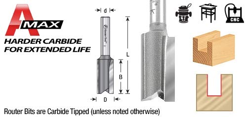 Amana Tool - 45239 Solid Carbide Cutting Edge Straight Plunge CNC Router Bit for Wood High Production 3/16 Dia x 5/8 x ¼ Inch Shank