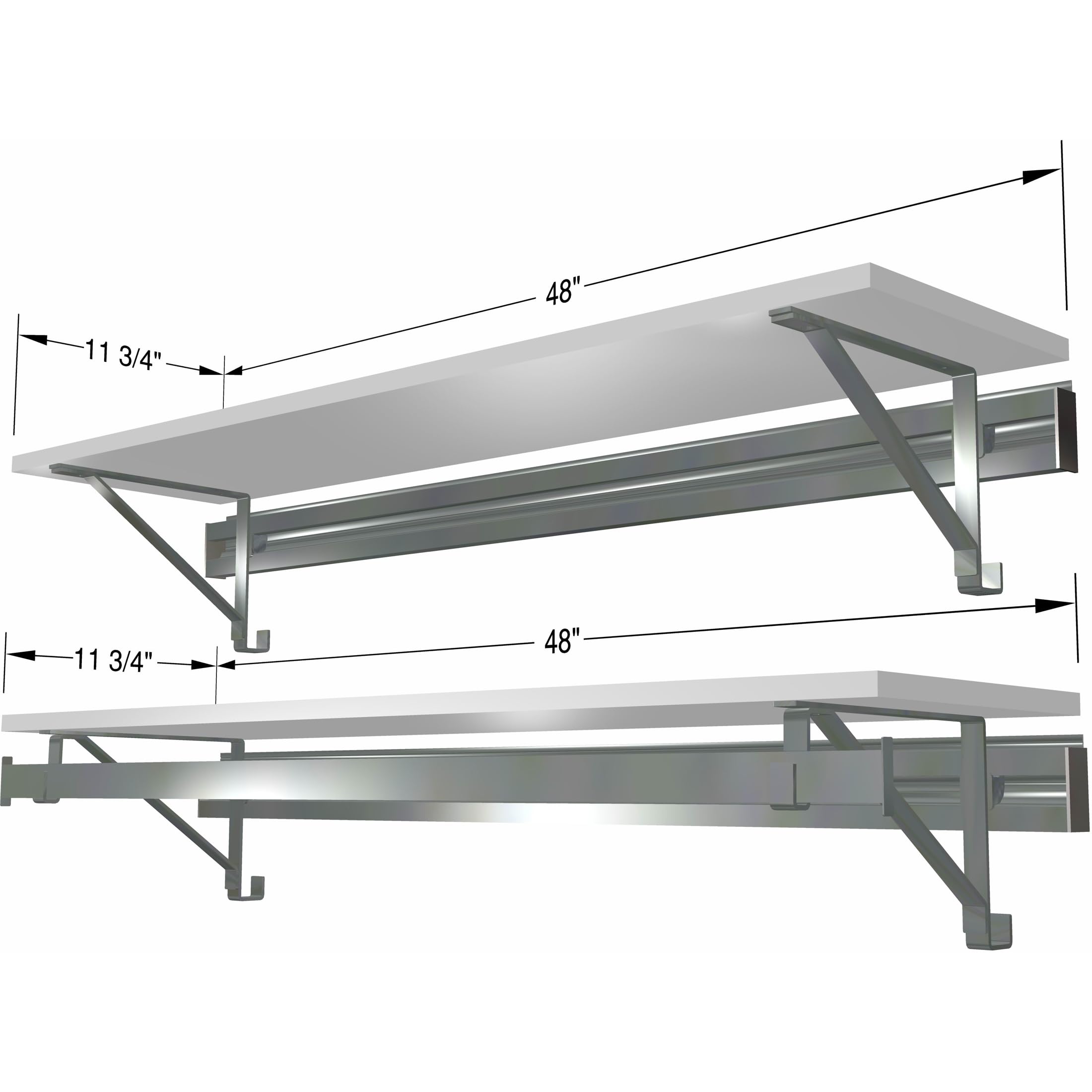 Arrange A Space Single Hang Second Shelf Closet System, 48", White
