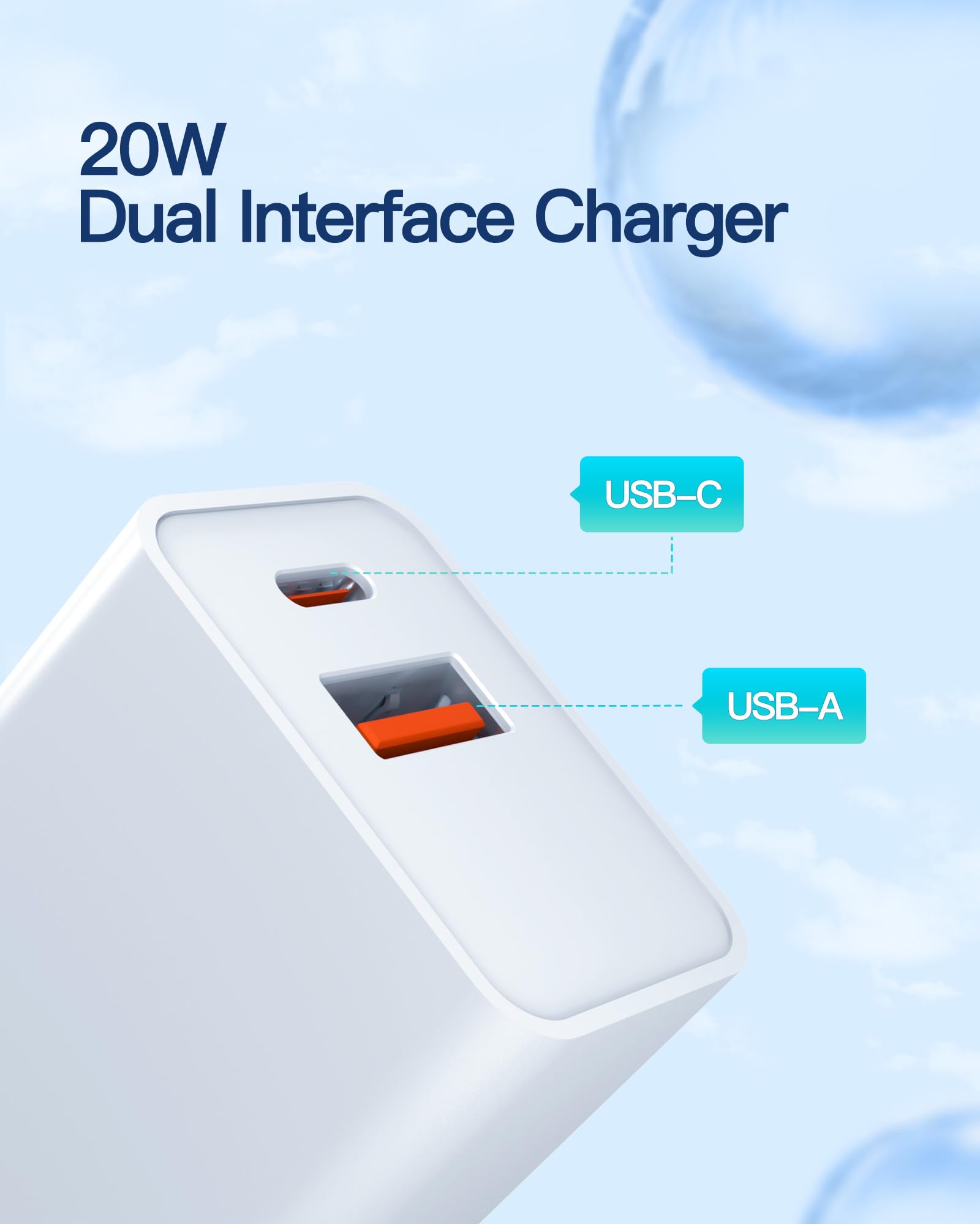 20W [MFi Certified] Fast Charger Fit for iPad 9th Generation Gen 2021 10.2 inch Tablet with 6.6 Ft Charging Cable A2602 A2604 A2603 A2605 Dual Port Wall Charger AC Power Supply Adapter Cord