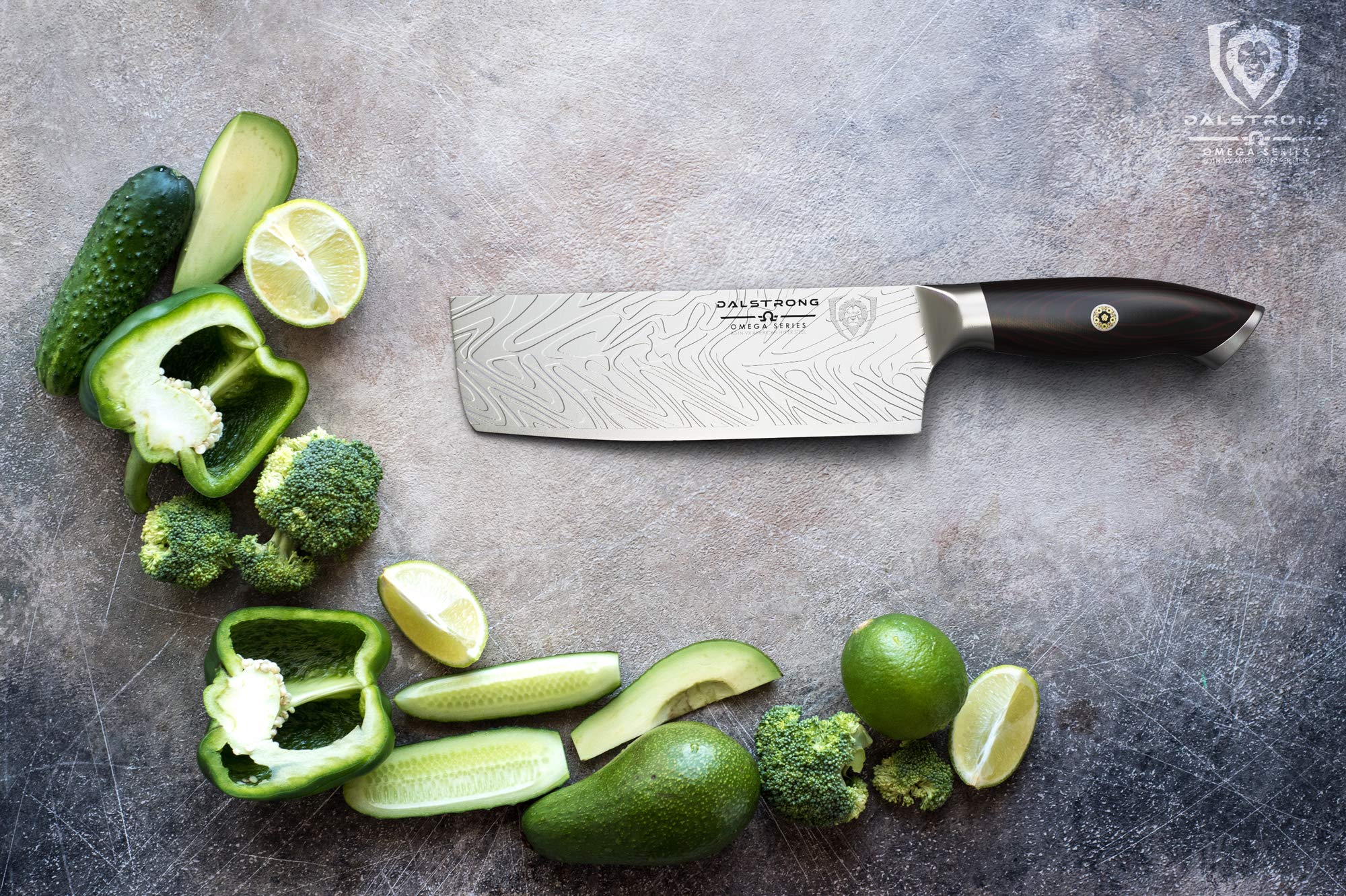 Dalstrong Nakiri Knife - 7 inch - Omega Series - BD1N-V Hyper Steel Kitchen Knife - G10 Woven Fiberglass Handle - Razor Sharp Knife - Professional Vegetable Cooking Knife - Leather Sheath Included