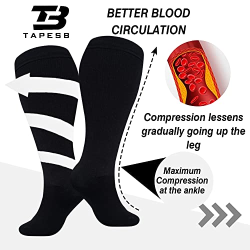 3 PCS Plus size compression socks ​knee high wide calf 20-30 mmhg 2xl 3xl 4xl 5xl circulation breathable for nurse varices