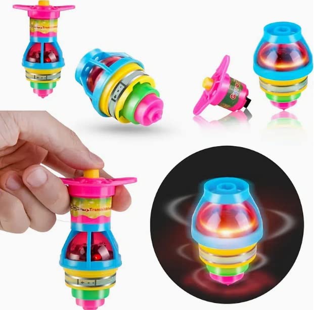 4pcs/Pack LED Light Up Flashing UFO Spinning Tops with Gyroscope Novelty Bulk Toys Party Favors