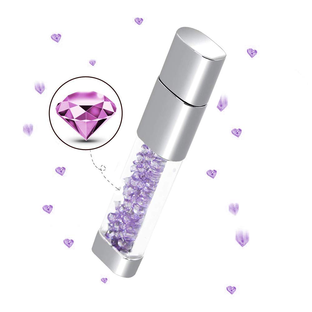 32GB USB 2.0 Crystal Flash Drive Glitter Lipstick Case Shape USB Drive Shining Jump Drive Pen Drive Funny Memory Stick for Gift (32GB, Amethyst)