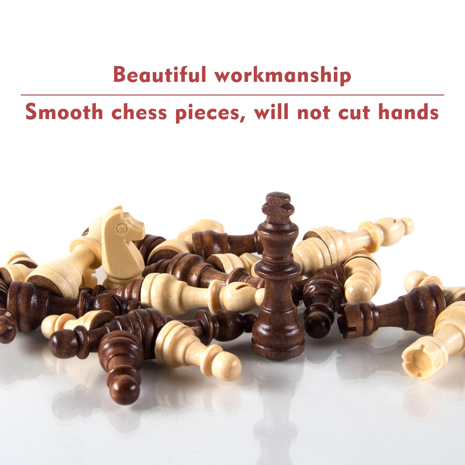 AMEROUS Magnetic Wooden Chess Pieces, 2.2" King Staunton Wood Chessmen Pieces Only, with 2 Storage Bags, Gift Packaging, Replacement of Missing Pieces