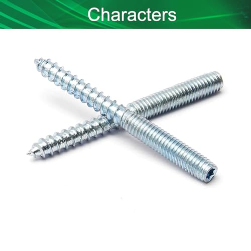 Yinpecly M6x60mm Zinc Plated Carbon Steel Double Headed Hanger Bolts 2.36 inch Length Self Tapping Screw for Furniture Installation Silver Blue Tone 8Pcs