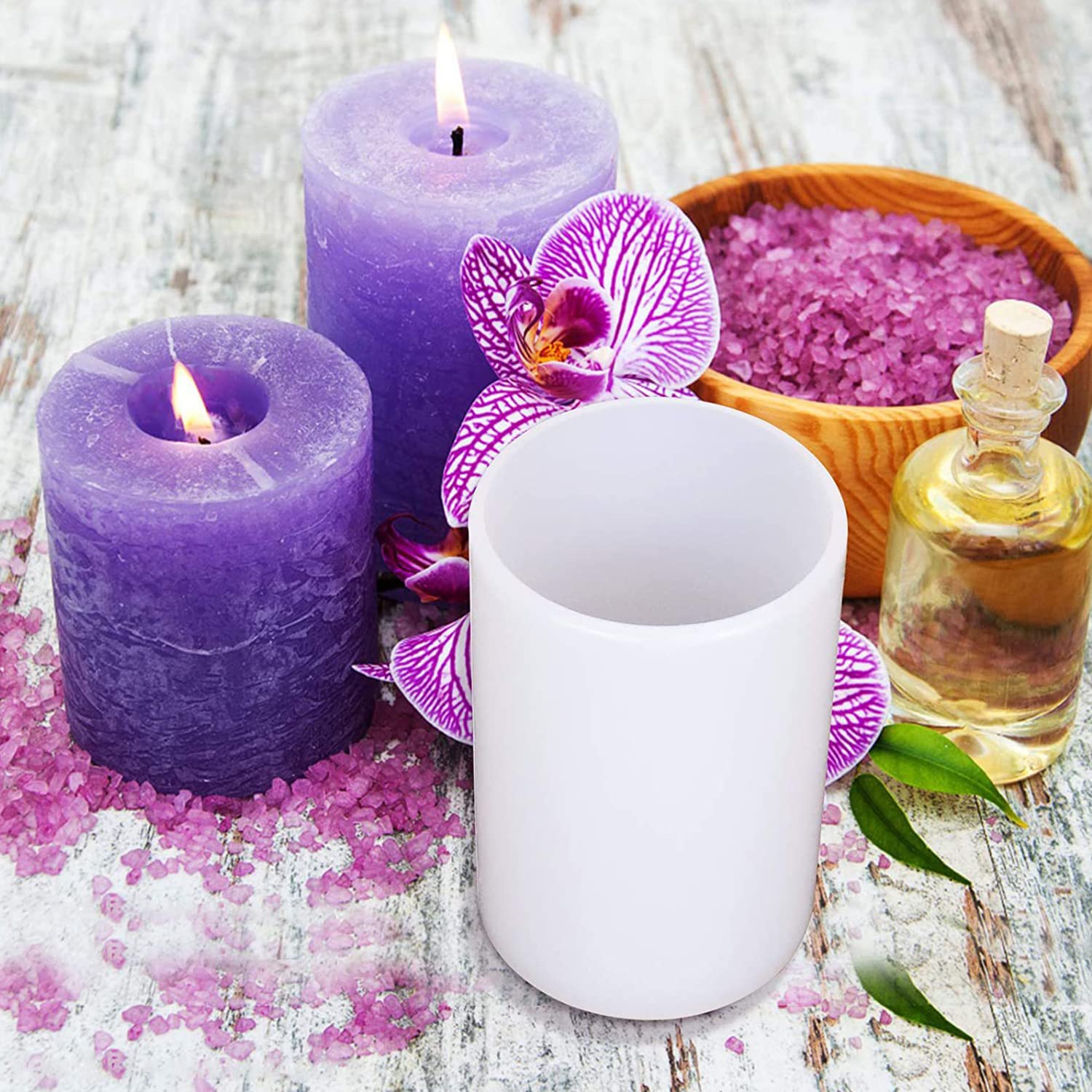 2Pcs Pillar Candle Molds,Silicone Mold for Candle Making Resin Mould Kit Cylindrical Candlestick Epoxy Casting DIY Crafts Clay Wax Soaps Polymer Clay