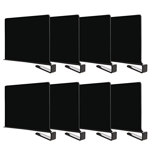 HAVIGET Acrylic Shelf Dividers for Closet Organization - Cabinet and Bookshelf Organizer for Shirt, Handbag, Sweater, Purse and Books - Plastic Separator in Kitchen, Bedroom, Garage (Black, 8 Packs)