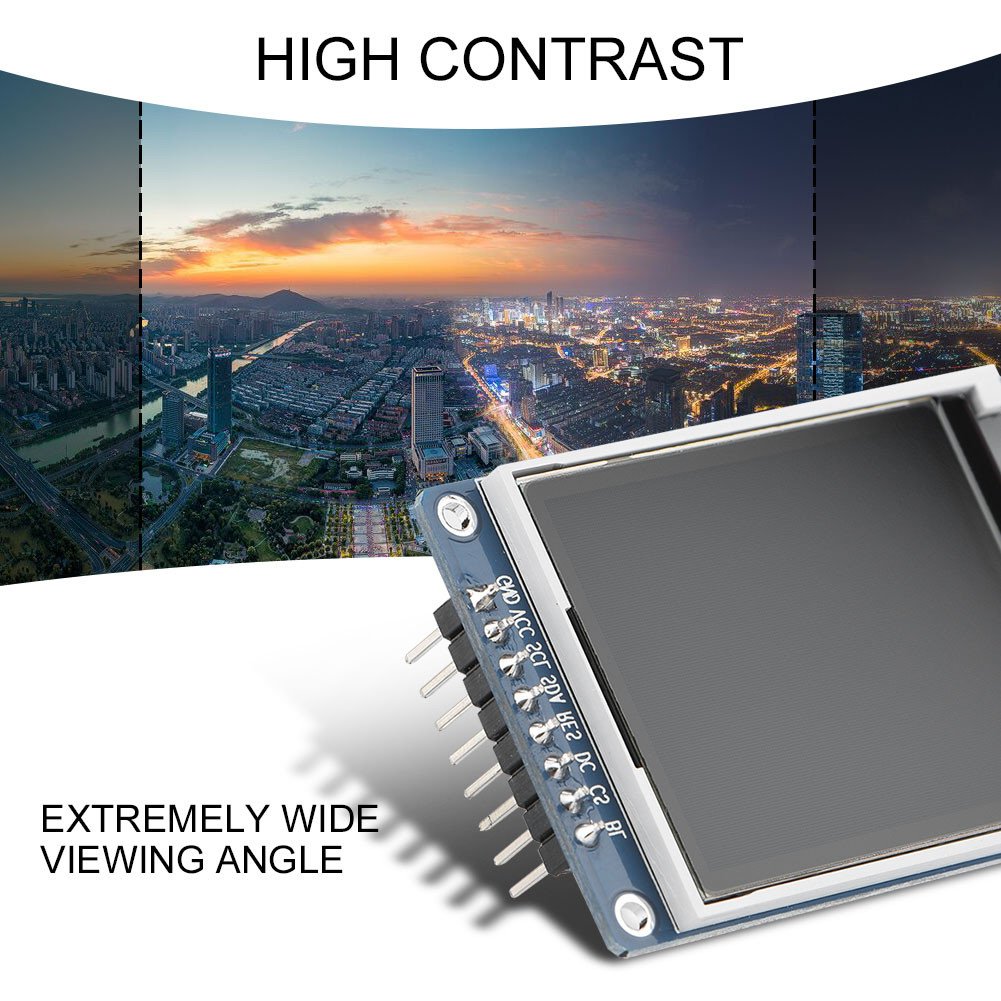 Bewinner 1.8inch LCD Display Module, TFT Screen Module 128 x 160 Resolution Onboard Driver ST7735 SPI Interface, Full-Color LCD Screen Display Controller Module