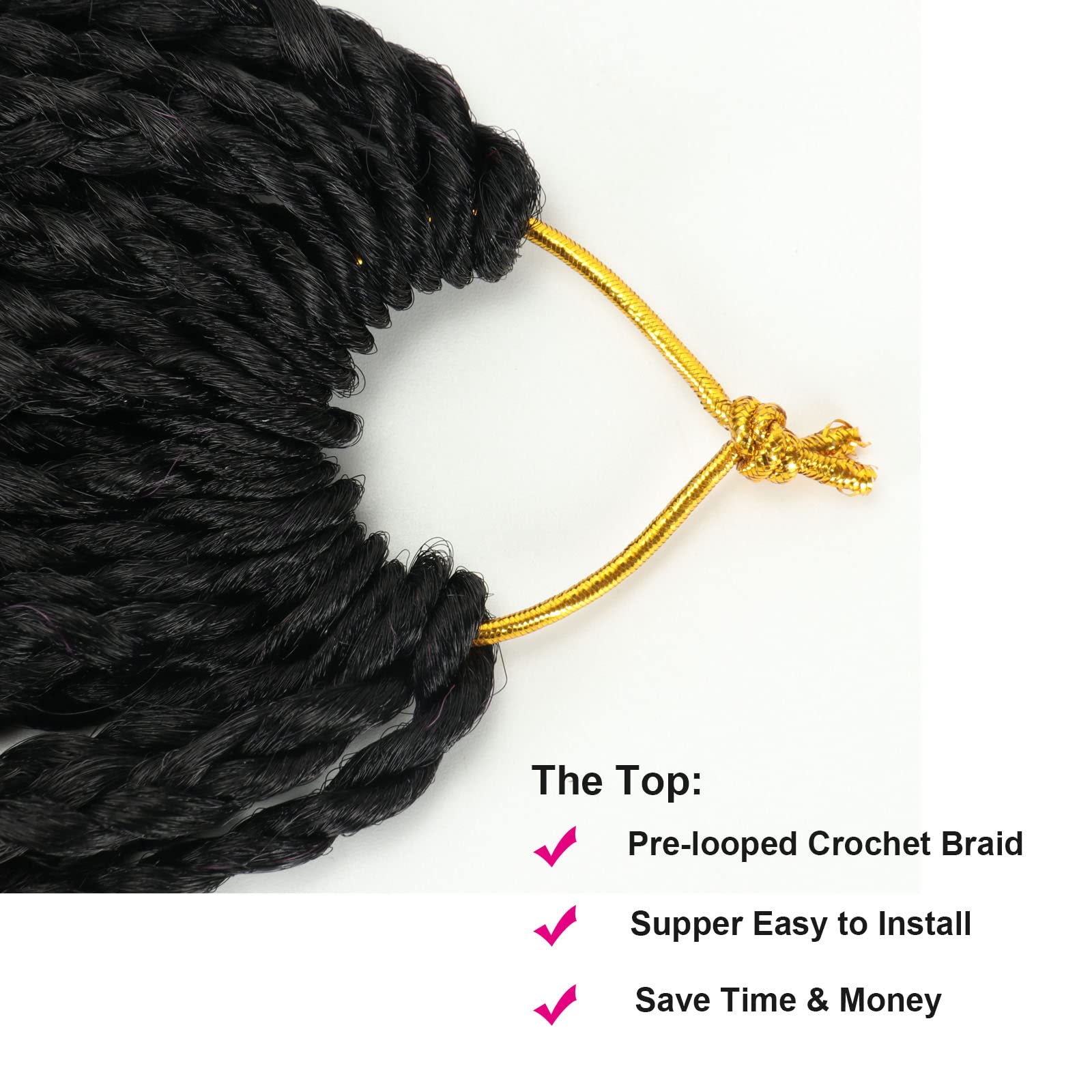 Ombre Box Braids Crochet Hair Medium box braid Pre-Looped 22Strands Three Tones Heat Resistant Fiber Hair (24 Inch,Black-DarkBrown-Light Brown)