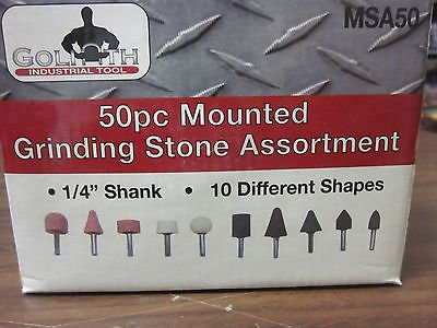50pc GIT INDUSTRIAL TOOL MOUNTED GRINDING STONE ASSORTMENT BITS 1/4" DRILL MSA50