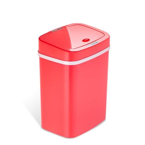 3.2 Gallon Red Rectangular Motion Sensor Trash Can Rectangle Plastic Decorative Bag Fastener