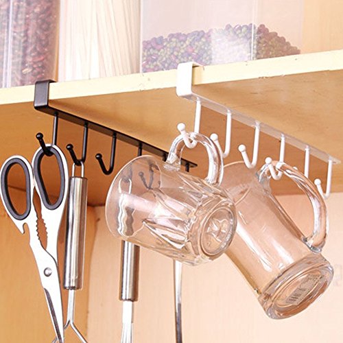 Gilroy Kitchen Bedroom Bathroom Wall Mount Hooks Rack, Rail Wall Hook Rack for Hanging Clothes Coat Hat Towels Mug White