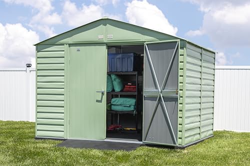 Arrow Select 10' x 8' Outdoor Lockable Steel Storage Shed Building, Sage Green