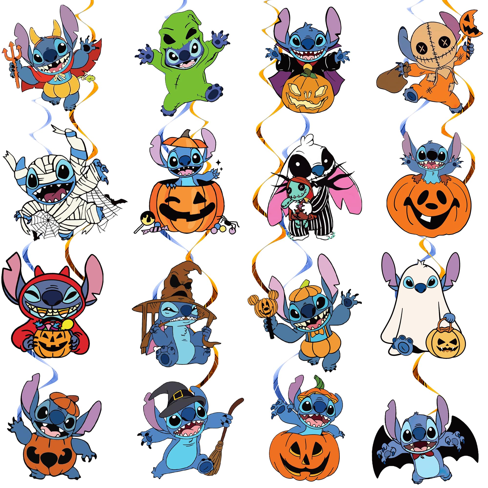 32 PCS Halloween Stitch Hanging Swirls Birthday Party Decorations, Halloween Stitch Theme Birthday Party Supplies