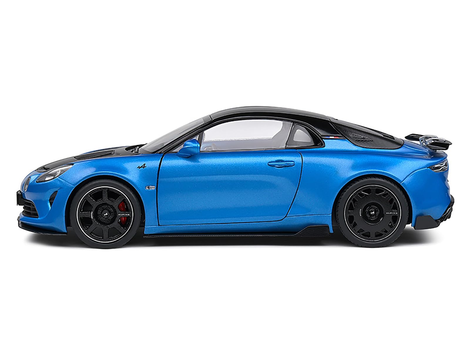 2023 Alpine A100 Radicale Blue Metallic with Carbon Hood and Top 1/18 Diecast Model Car by Solido S1801619