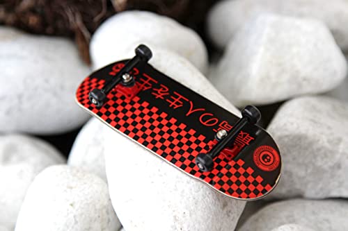 Skull Fingerboards Japan Red Edition 34mm Pro Complete Professional Wooden Fingerboard Mini Skateboard 5 PLY with CNC Bearing Wheels