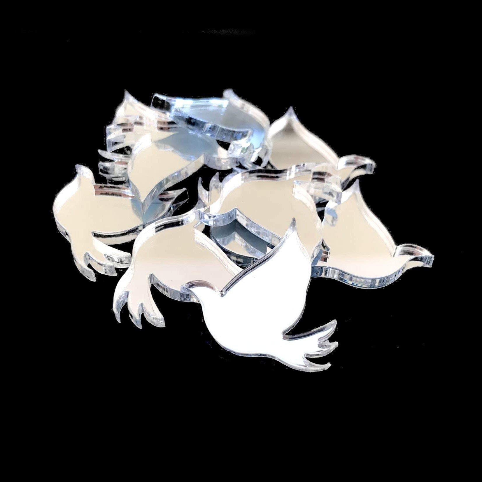 Super Cool Creations Doves (5 Left & 5 Right) Shaped Crafting Mirrors, Set of 10, Many Colours, Shatterproof Acrylic, Green, Pack of 10 x 4cm