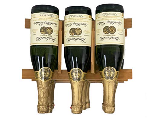 DECOMIL 9 Bottle Samurai Style Stackable Modular Wine Rack Wine Storage Rack Solid Bamboo Wine Holder Display Shelves, Wobble-Free (9 Bottle Capacity - Samurai Style Capacity)
