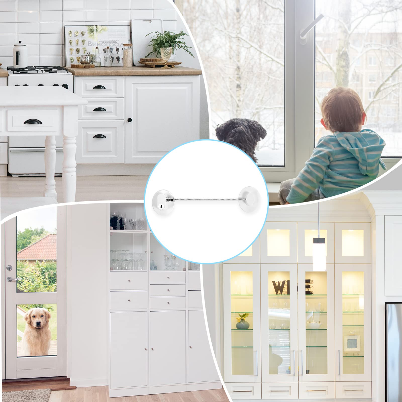 2pcs Refrigerator Door Locks with Keys, Self Adhesive Freezer Lock Window Door Locks Child Safety Locks for Cabinet Cupboard Drawer Kitchen (Oval Shape)