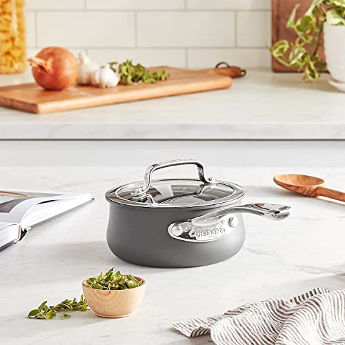 Cuisinart Contour Hard Anodized 1-Quart Saucepan with Cover,Black