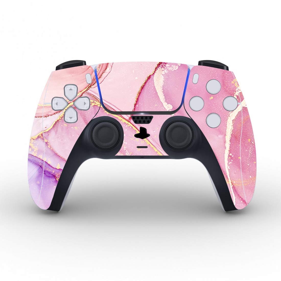 PlayVital Cosmic Pink Gold Marble Effect Full Set Skin Decal for ps5 Console Disc Edition, Sticker Cover for ps5 Controller & Charging Station & Headset & Media Remote