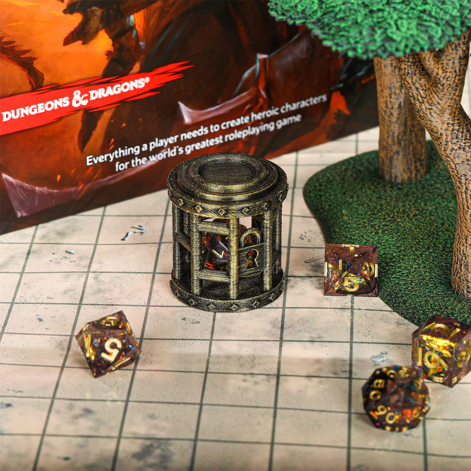 3DMAGIC DND Dice Jail, Dice Jail D&D, Time Out cage, Punish Your Bad Dice in Our Cage of Shame, Accessories Gift for Dungeons and Dragons (Brass Color)