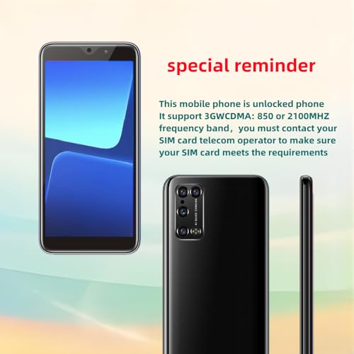 aderroo 1G RAM 4G ROM,Y300 Android Smartphone, 5.72-inch Screen,Front and Rear Cameras,Only Supports Dual SIM Card Frequency Band of 3GWCDMA:850/1900/2100MHZ, Unlocked Cell Phone(Blue)