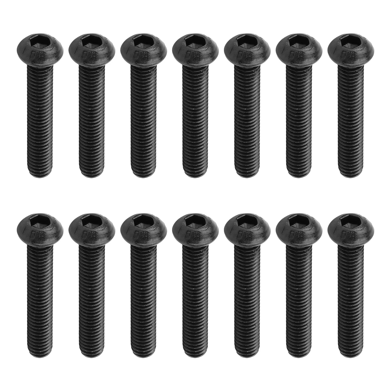 Yinpecly M6 Machine Screws Hex Socket Round Head Screw Carbon Steel Fasteners Bolts for Ship Building Industry, Black 20 PCS