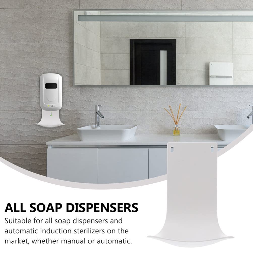 2pcs Plastic Water Tray Soap Dispenser Tray Soap Dispenser Water Tray Wall Soap Rack Dispenser Catch Tray Soap Dispenser Drip Tray Wall Mount Touchless Foam Water Drop Drinks White