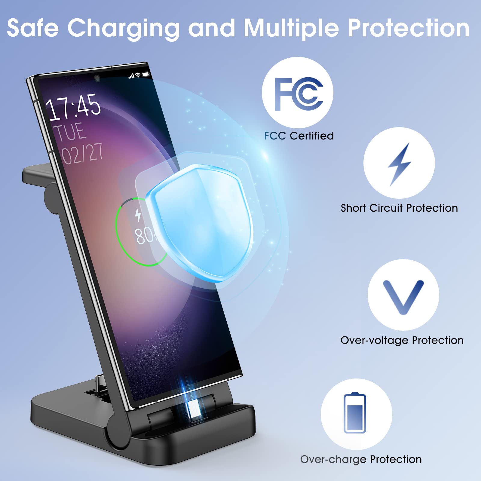 2023 Charging Station/Stand for Samsung/Android Multi Devices, Foldable Travel Fast Charger Pad for Samsung A54/A53/S23/S22/Note20/Z Fold, Buds, Wireless Charger for Galaxy Watch 6/5/4/3