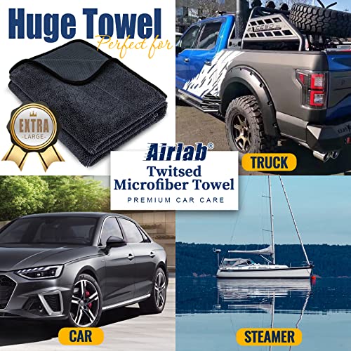 Airlab Microfiber Towels for Cars Drying Extra Large Super Absorbent Cleaning Cloth Auto Detailing Ultra Soft, Lint-Free, Streak-Free 600GSM, 24'' x 35'', 1 Pack