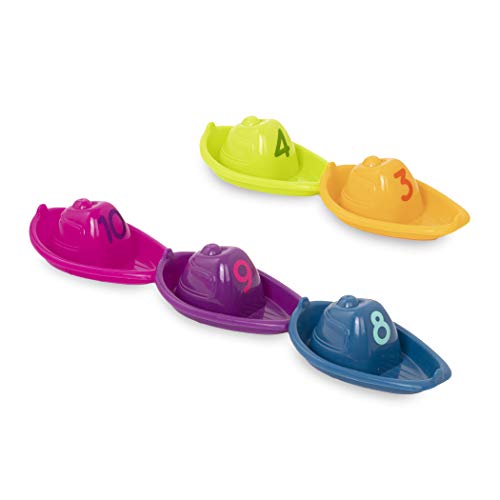 Battat – 10 Bath Boats – Numbered & Stackable Bathtime Toys – Floating Toy Boats for The Bath, Pool, Beach – Educational Toys – 6 Months + – Stackin’ Boats