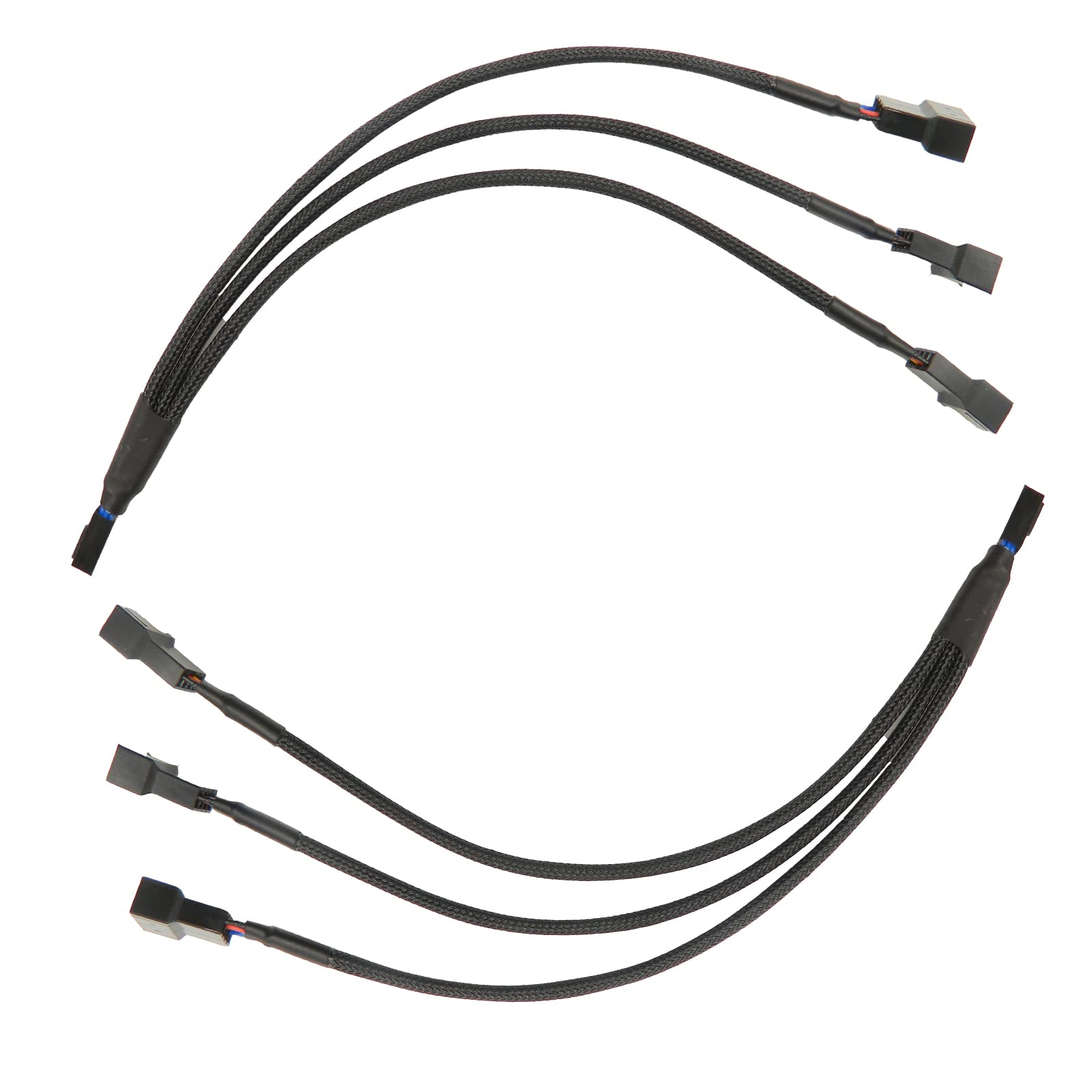 4 Pin PWM Fan Splitter Cable, FBHDZVV Black Sleeved Case Fan Braided Adapter Cable 1 to 3 Converter Y Splitter for Computer PC CPU Cooling Fan ATX Case 4-Pin/3-Pin Extension Power Cable 10 Inches