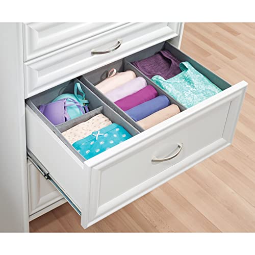 mDesign Soft Fabric Dresser Drawer and Closet Storage Organizer Bin for Bedroom - Holds Lingerie, Bras, Socks, Leggings, Clothes, Purses, Scarves, Lido Collection - 4 Pack - Gray