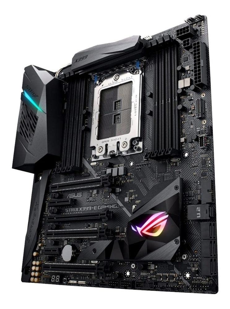 ASUS ROG STRIX X399-E GAMING AMD Ryzen Threadripper TR4 DDR4 M.2 U.2 X399 EATX HEDT Motherboard with onboard 802.11AC WiFi, USB 3.1 Gen2, and AURA Sync RGB Lighting