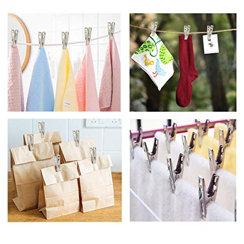 VIPbuy 60 PCS Strong Stainless Steel Clothes Pins Metal Laundry Clips with Storage Box for Clothes Sock Food Sealing Photos