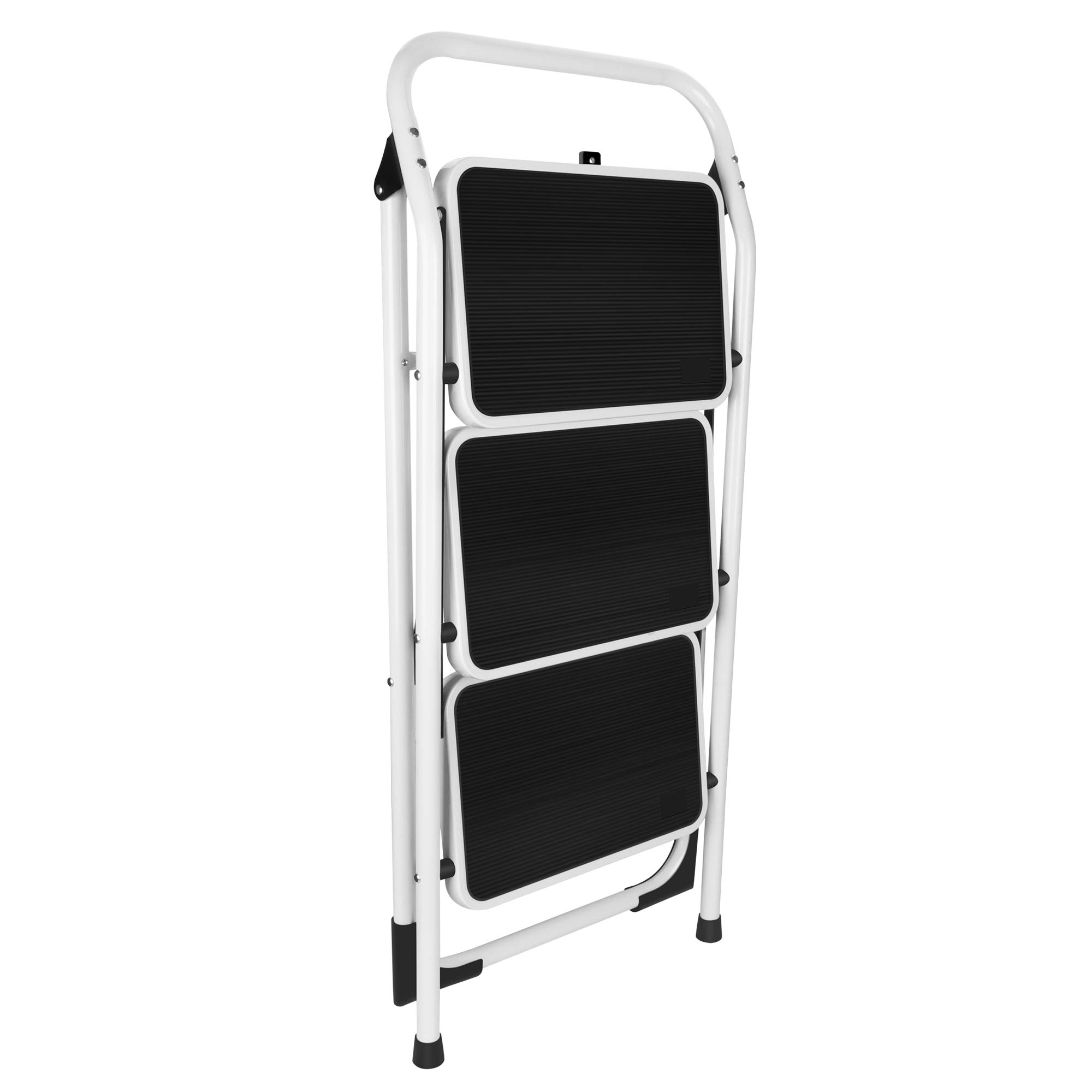 3 Step Stool, Gimify Folding Step Ladder Steel Stepladders Non-Slip Sturdy Steps Wide Pedal with Comfortable Hand Grip for Home Kitchen Garden Office 330 lbs