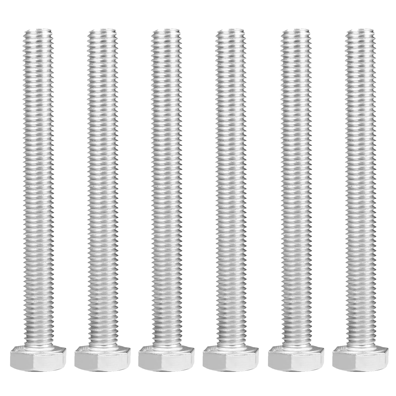 MroMax 6Pcs M10 x 100mm Hex Head Screws Bolts, 304 Stainless Steel 18-8, Fully Threaded, External Hex Drive, for Mounting Chair, Handles, Rail, Pump, Wheels, Antenna Parts, Boat and Plastic Bumpers