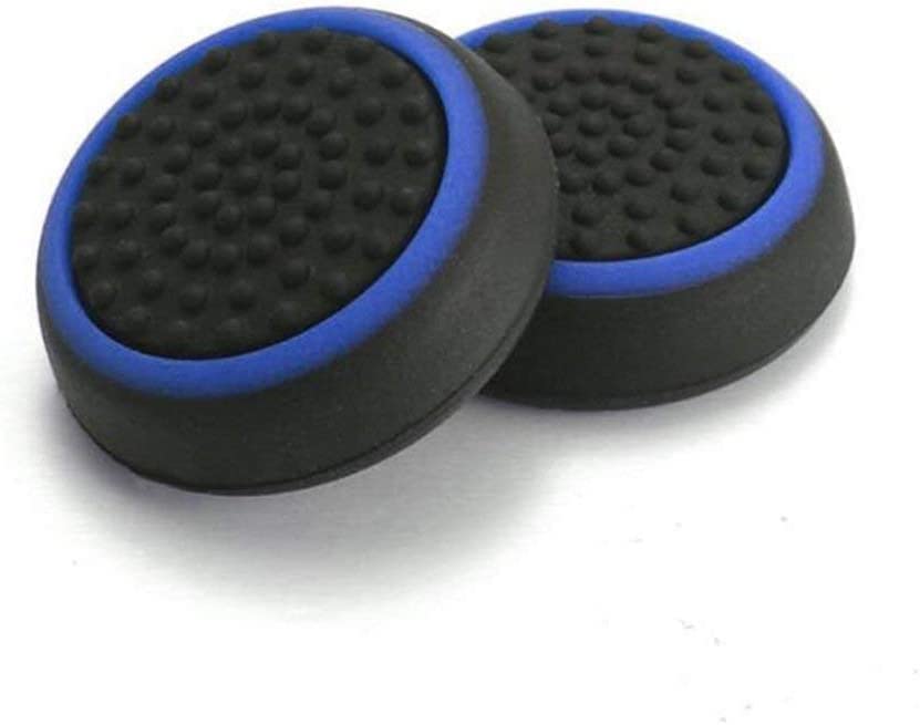 2PCS Silicone Joystick Cap Rubber Thumb Stick Grip Caps for PS5 PS4 Pro Slim PS3 Xbox 360 Xbox One Xbox One X Elite Controller (Black-Blue)