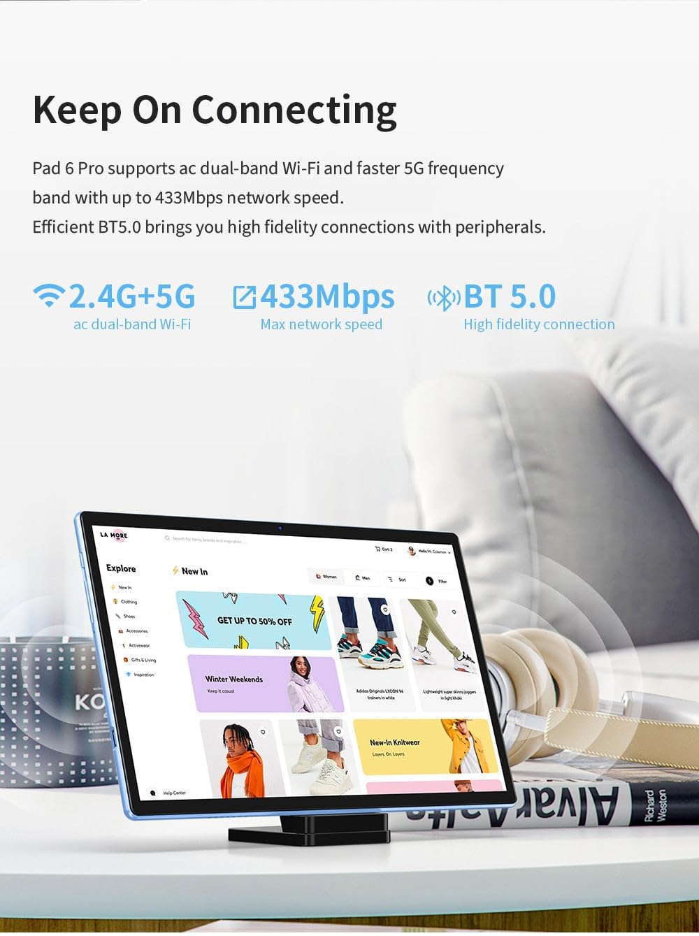 2023 Global Version Tablet 6 Pro Android 12.0 Snapdragon 870 Tablets PC 5G Dual SIM Card or WiFi HD 4K MI 10000mAh Blue Add Keyboard / 12GB 512GB