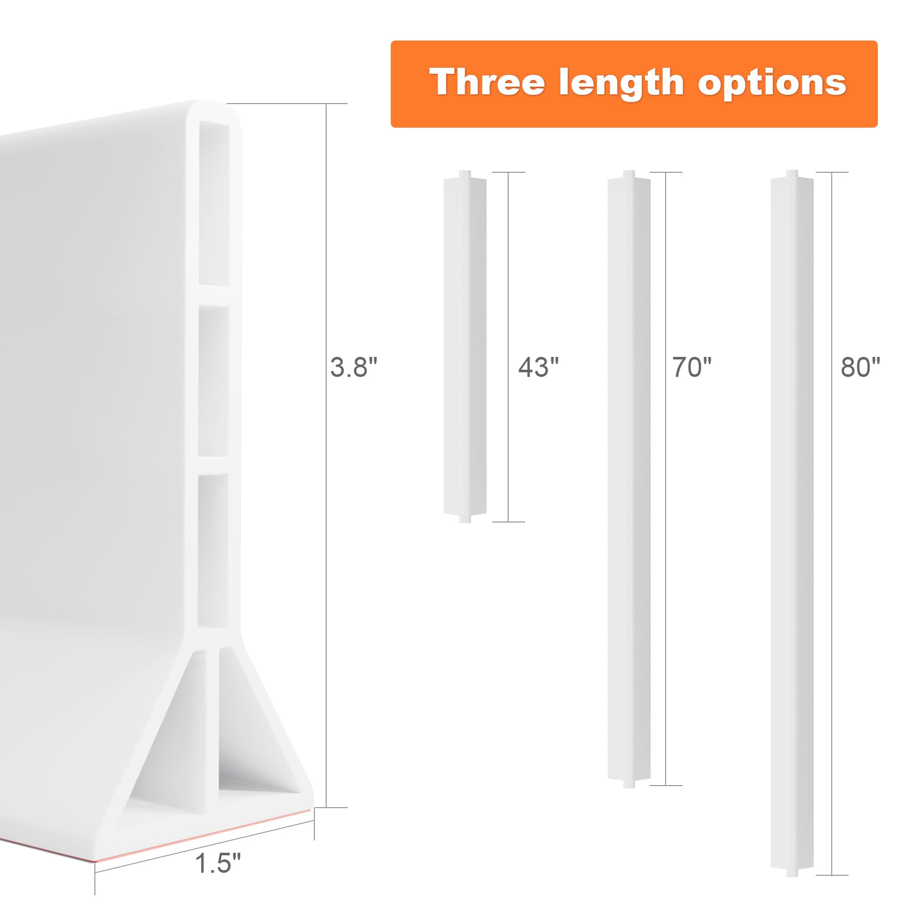 3.8" High Shower Threshold Water Dam Collapsible 70 Inch Shower Water Splash Guard for Shower Water Blocker for Wet and Dry Separation Bathroom and Kitchen